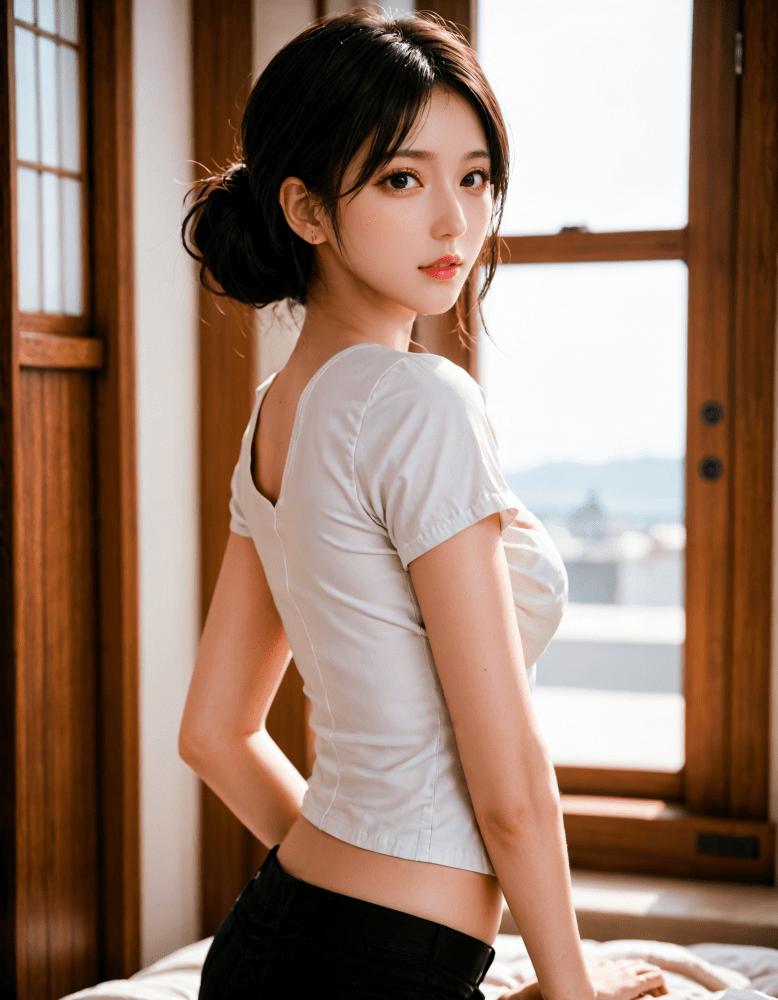 448 白いトップスでシンプルなスタイル。 - 空想美人図鑑さんのAIフォト作品 - アイス(Ai.s)