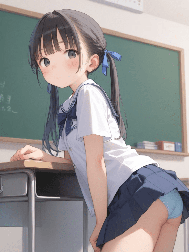 セーラー服ツインテ〇リJ〇ちゃんのパンチラ（水色・おしり） - じぇいまるさんのイラスト作品 - アイス(Ai.s)